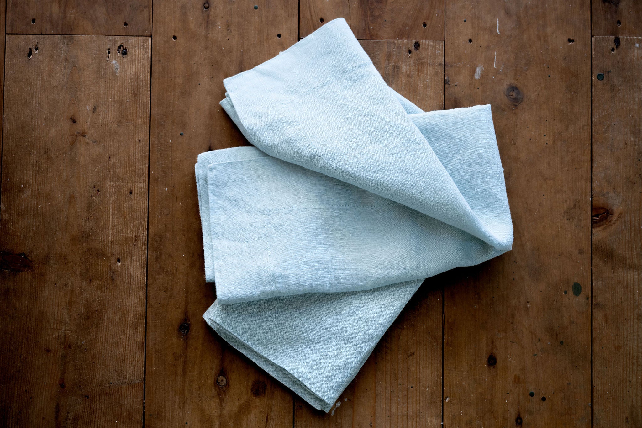 Duck Egg Blue Green Linen Napkins from Long Lunch Linen