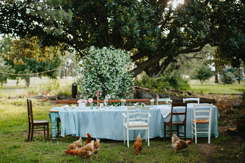 white and black check linen tablecloth and napkins – Long Lunch Linen
